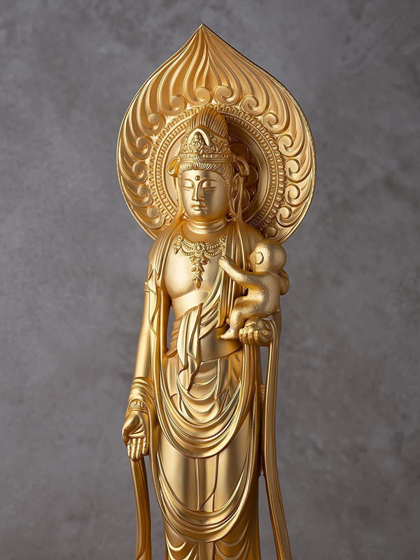 Avalokiteshvara Jibo Kannon Bosatsu Buddhist Takaoka craft Gilt 26cm