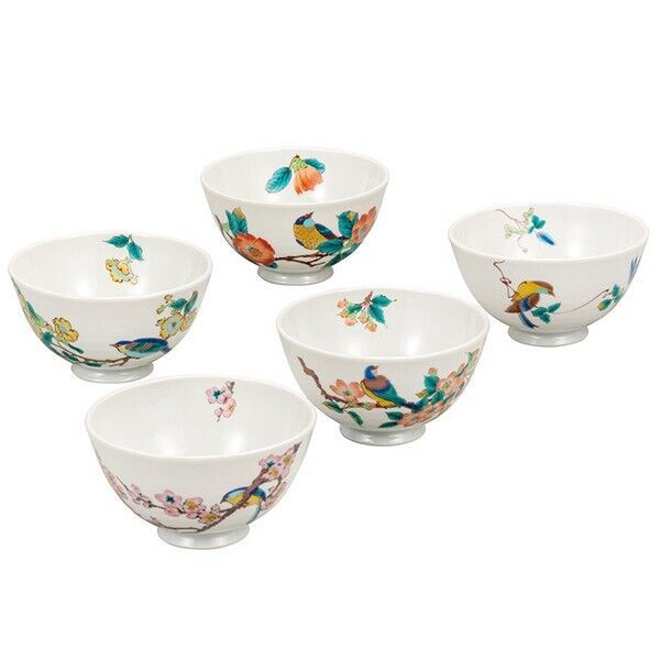 Kutani yaki ware Japanese Plate Dish set of 5 7.67in Flower and Bird 5style