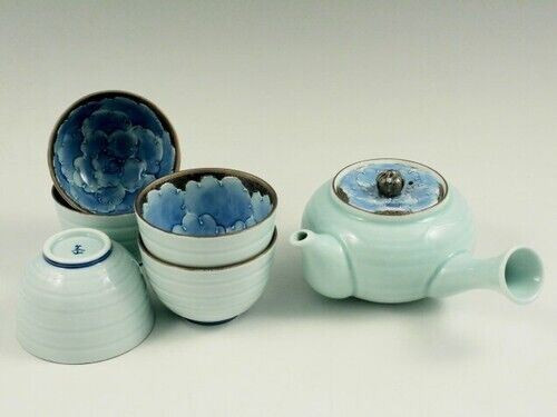 Arita yaki Porcelain Warp Sencha Yunomi Kyusu Tea Pot Cup Platinum ...