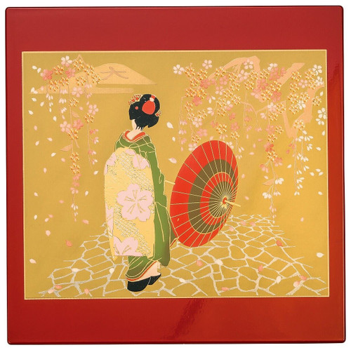 Red Maki-e Japanese Mouse pad Yamanaka Lacquerware Kyoto Maiko Sakura ...