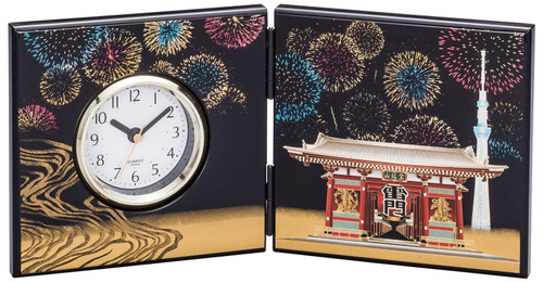 Table Clock Yamanaka Urushi Lacquer Asakura Kaminari Hanabi folding ...