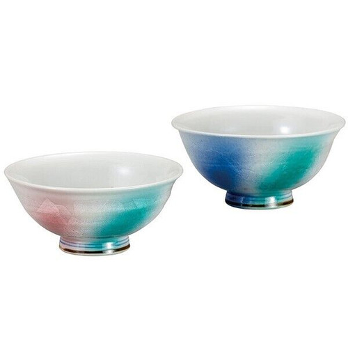 Kutani yaki ware Japanese Rice bowl set of 2 Gohan2color Ginsai ...