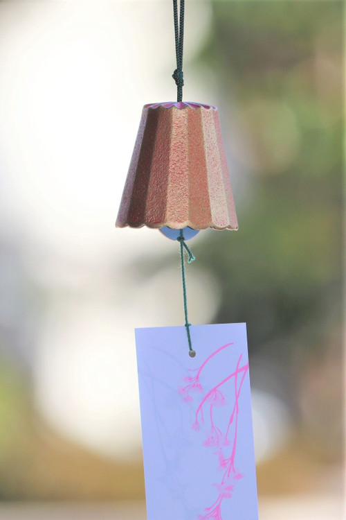 Furin Nanbu cast iron Japanese Wind Bell Chime Gold Red Handcraft Japan