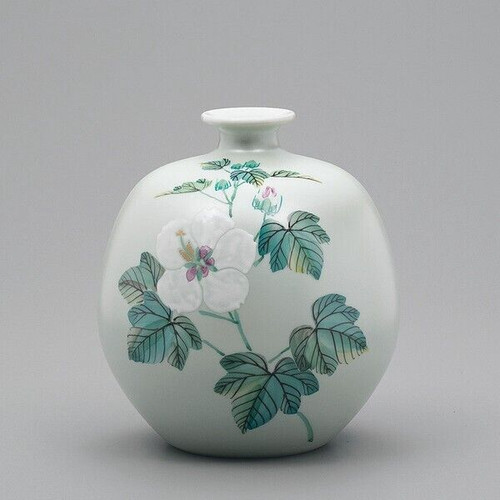 Kutani ware porcelain Japanese flower Vase Fuyo flower pattern Japan