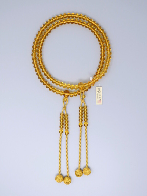Shingon Buddhist Mala Juzu Prayer beads Japan Kyoto Citrine Oval Shaku3 Men