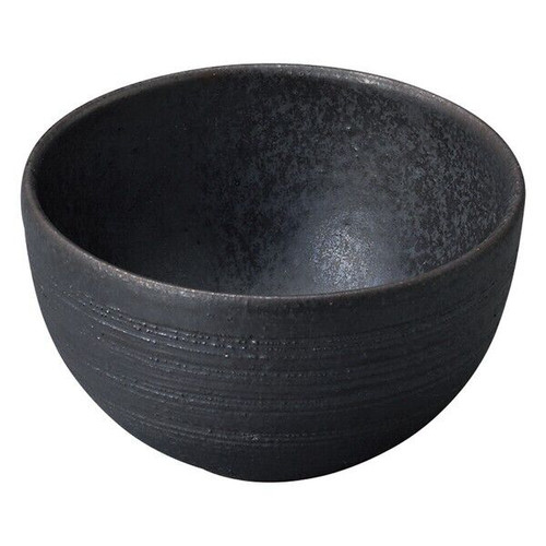 Shigaraki yaki ware Japanese pottery bowl Hachi 3.9in Kushime Black Japan