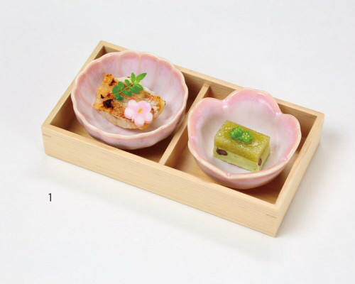 Kobachi & Hinoki box Japanese tiny bowl Mino yaki ware & wooden plate ...