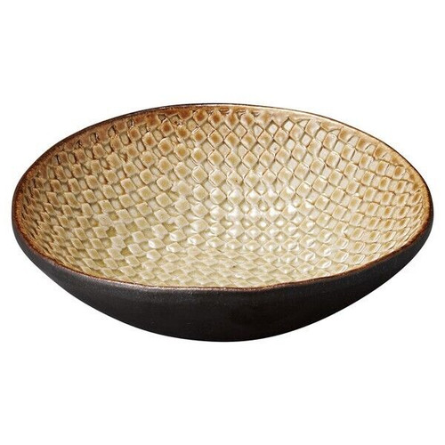 Shigaraki yaki ware Japanese pottery Roundish bowl Hachi Mosaic Brown Japan