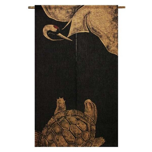 Kyoto Noren Japanese hangin door curtain Linen crane and turtle Auspicious