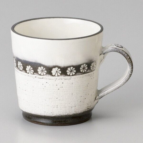 Mino Ware, Made in Japan Kohiki Shin Mishima Crest White glaze Mug Cup ...