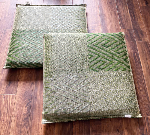 Igusa Zabuton Japanese rush cushion set of 2 Gofu pattern Green 55x55cm ...