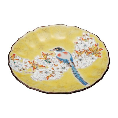 Mamezara Kutani yaki ware Small plate Sauce dish Yoshida-ya Flower Bird ...