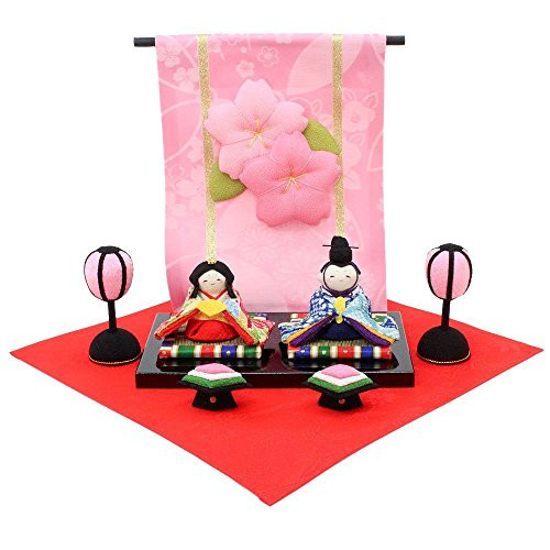 Kyoto Hina doll ningyo Chirimen Crape Pink Cherry Flower Kicho Screen ...