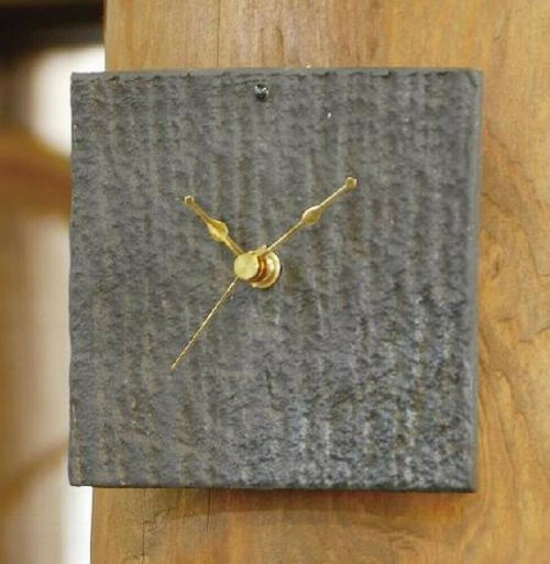 Shigaraki yaki Pottery Wall Quartz Clock Watch Black Square Handcraft Japan