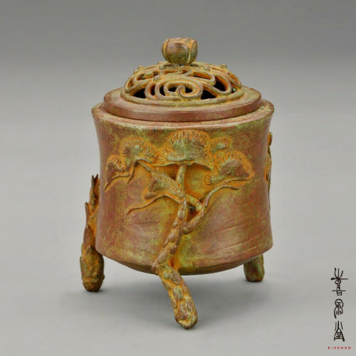 Koro Japanese Bronze Incense burner Takaoka Sho-Chiku-Bai Artist Geppo ...