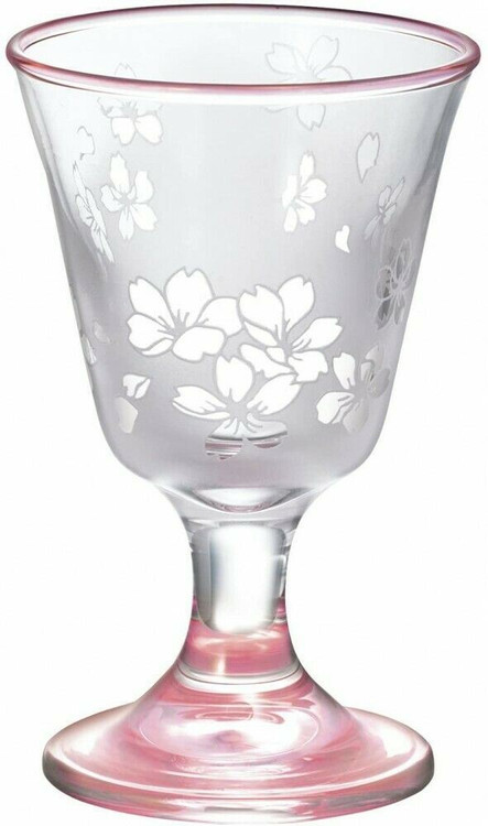 Japanese Cold Sake glass cup Handcraft Sakura Cherry Pink Sandblasting ...