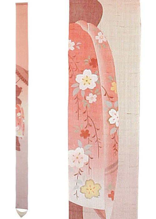 Kyoto Tapestry Wall Hanging Handpainted Linen DARARI Miko Back style Spring