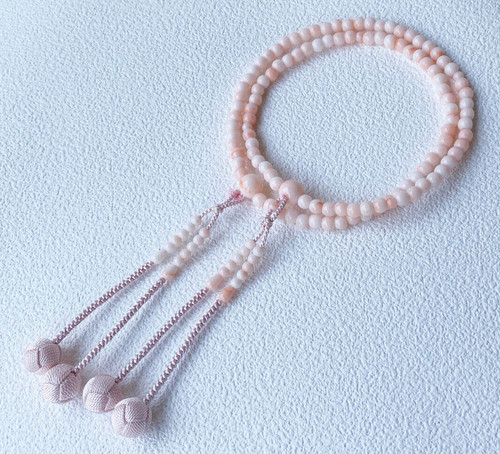 Kyoto Juzu Japanese Buddhist Mala Bracelet Shingon Acrylic Pink Coral Color