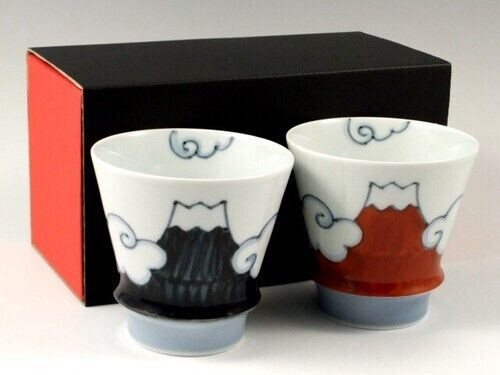 2pcs Arita yaki porcelain Japanese Sake Shochu cup SUPREMACY Blue Red ...