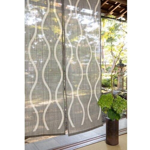 Linen Noren Japanese Door curtain Handcraft Tatewaku pattern 150x84cm Shoen