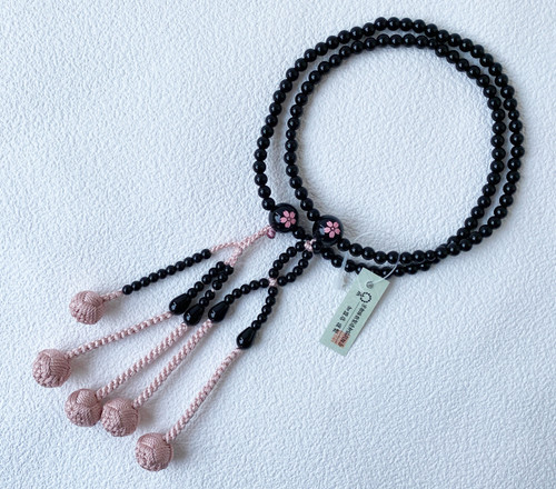 Shingon Buddhist Rosary Mala Juzu Prayer beads Japan Kyoto Onyx Cherry ...