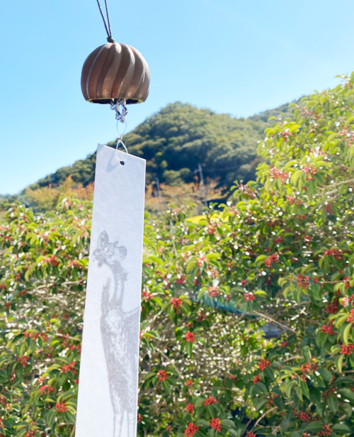 Furin Japanese Wind Bell Chime Takaoka metal craft Whip Red Rust color ...