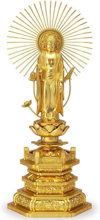 Amida Nyorai Amitabha Tathagata East Japanese Buddhist statue Gilt 23cm ...