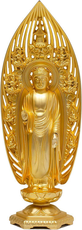 Amida Nyorai Amitabha Tathagata Funagata Japanese Buddhist statue Gilt 17cm
