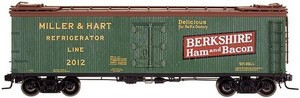 Atlas O Berkshire Ham & Bacon (green) 40' wood reefer, 3 rail or 2 rail ...
