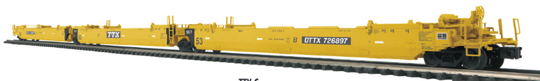 Atlas O DTTX (yellow) gunderson 3 section maxi-stack well car 3 rail - The Public Delivery Track