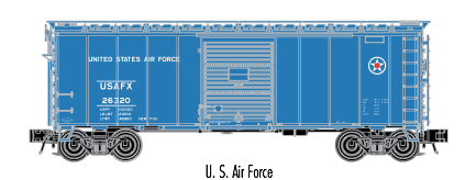 Atlas O (trainman) US Air Force 40' Steel Box car, 3 rail or 2 rail ...