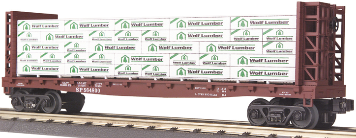 MTH Railking semi scale SP bulkhead flat car with lumber load, 3 rail ...
