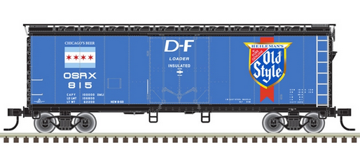 Atlas O Heilmans Old Style Beer 40' plug door (bunkerless) reefer, 3 ...