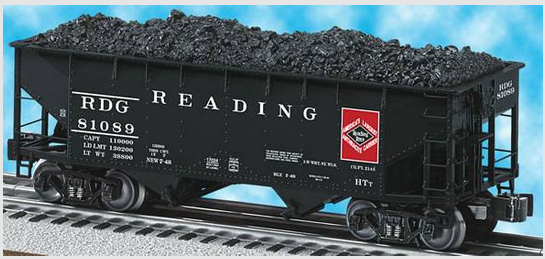 Lionel Reading 2 bay offset hopper car, 3 rail - The Public Delivery Track