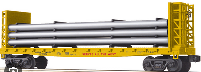 MTH Railking semi scale UP bulkhead flat car w/pipe load, 3 rail - The ...
