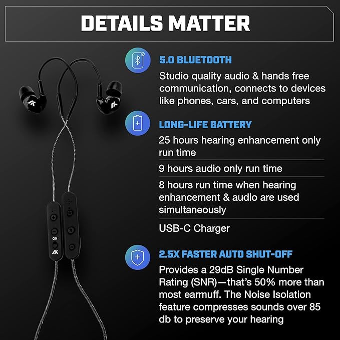 GS Extreme 2.0 Earbuds | Bluetooth, Hearing Protection, & Noise Isolation
