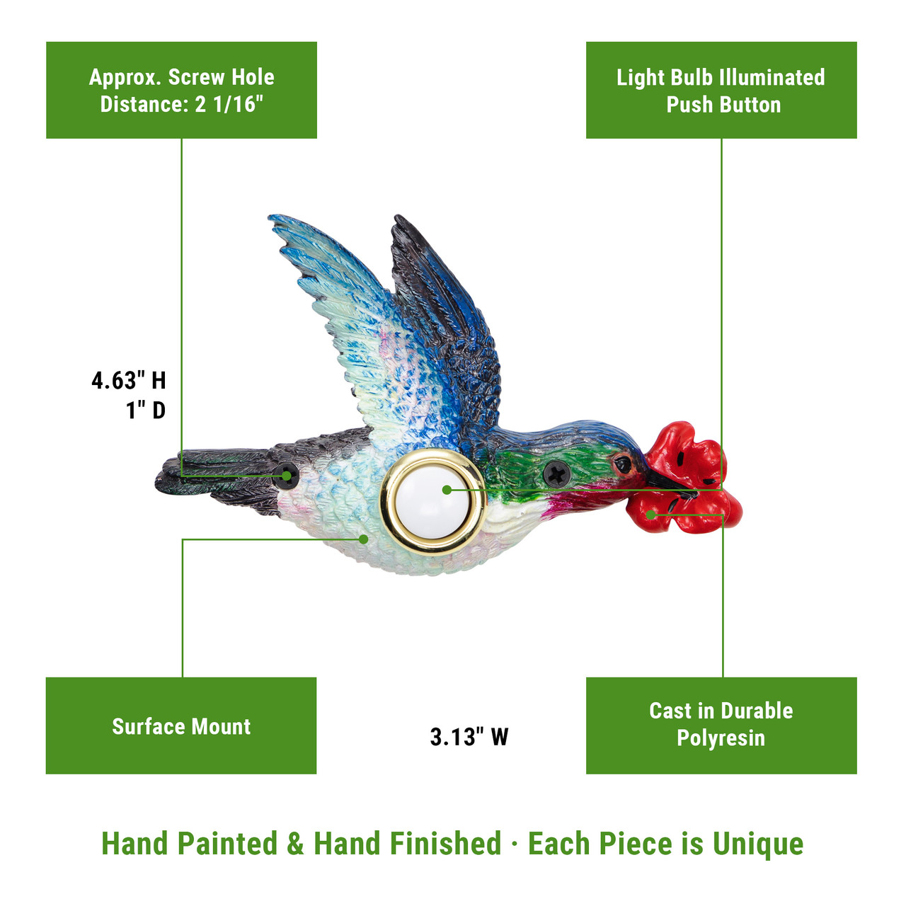 Painted Hummingbird Doorbell - Waterwood