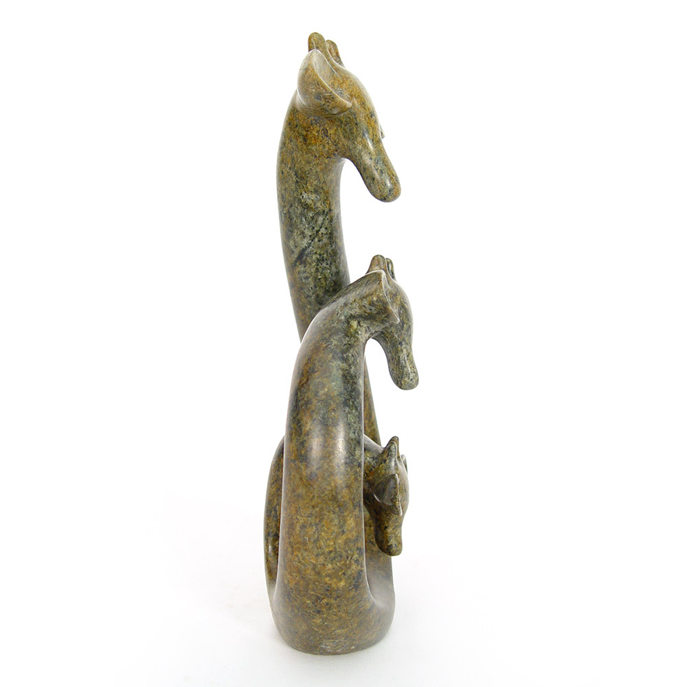 Stone Giraffe Family of Three | Serpentine Stone | Mbare