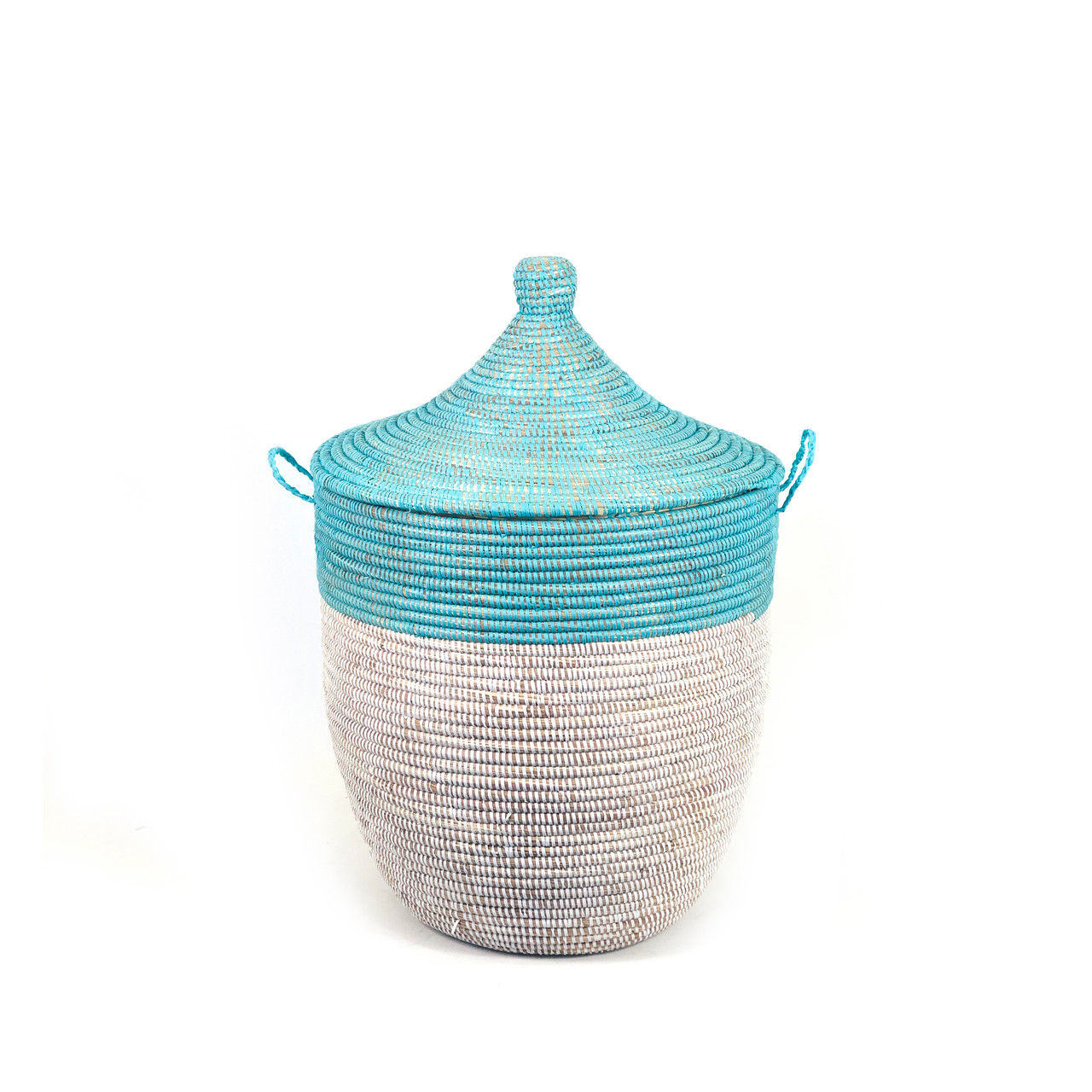 Medium Two-Tone Basket | Turquoise + White | Mbare