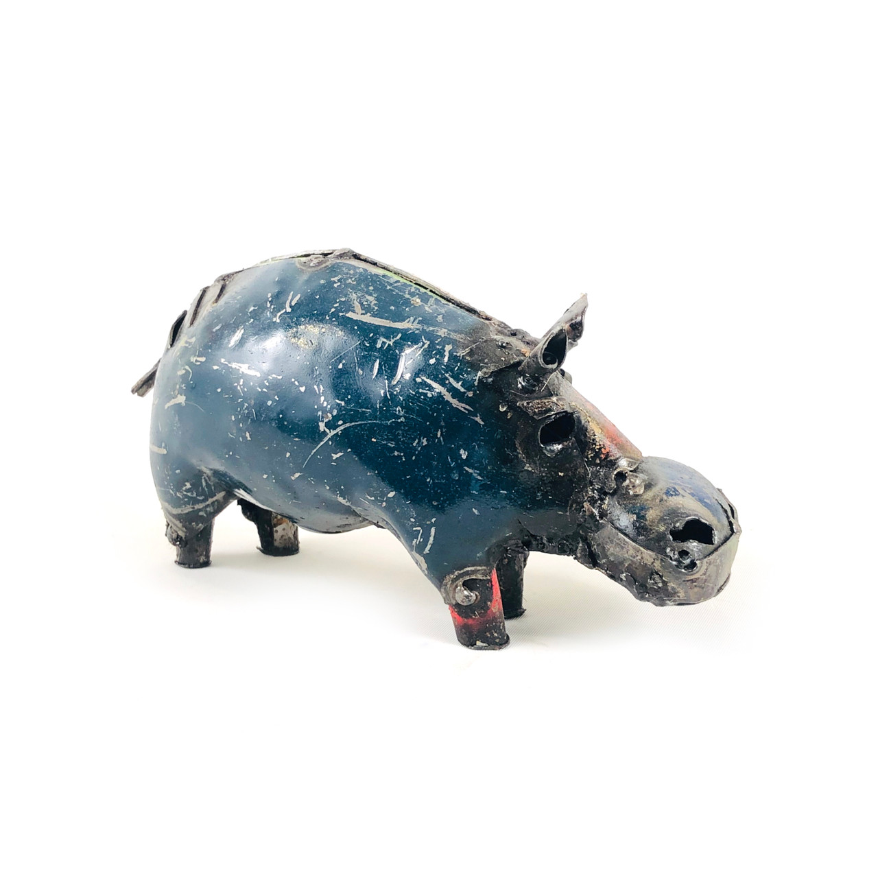 Happy Hippo Sculpture | Recycled Metal | Mbare