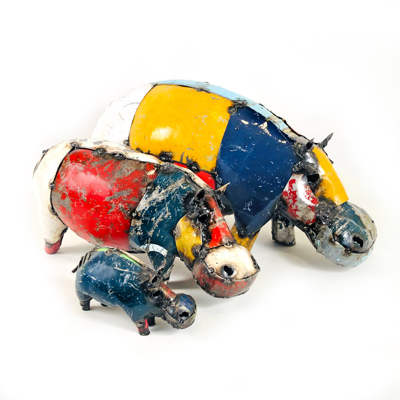 Happy Hippo Sculpture | Recycled Metal | Mbare
