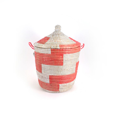 Medium Red Striped Basket | Mbare Home + Gift