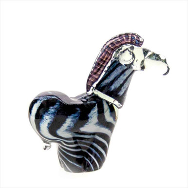 Hand Blown Glass Zebra | Recycled Glass Sculpture | Mbare