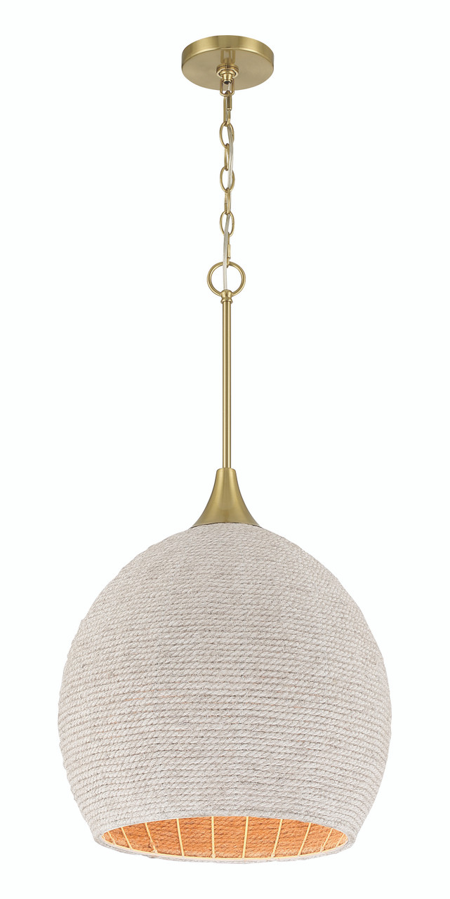 Keira 1 Light Pendant in Satin Brass (White Rope) - Craftmade International