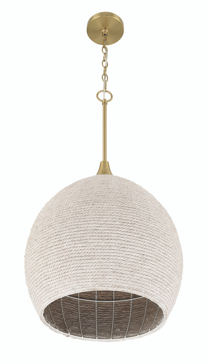 Keira 1 Light Pendant in Satin Brass (White Rope) - Craftmade International