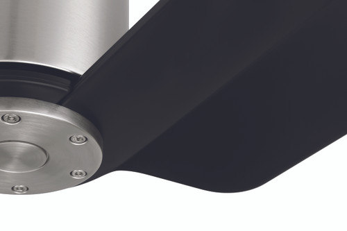 Sleek 56" 2-Blade Ceiling Fan in Brushed Polished Nickel w/ Flat Black ...