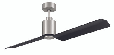 Sleek 56" 2-Blade Ceiling Fan in Brushed Polished Nickel w/ Flat Black ...