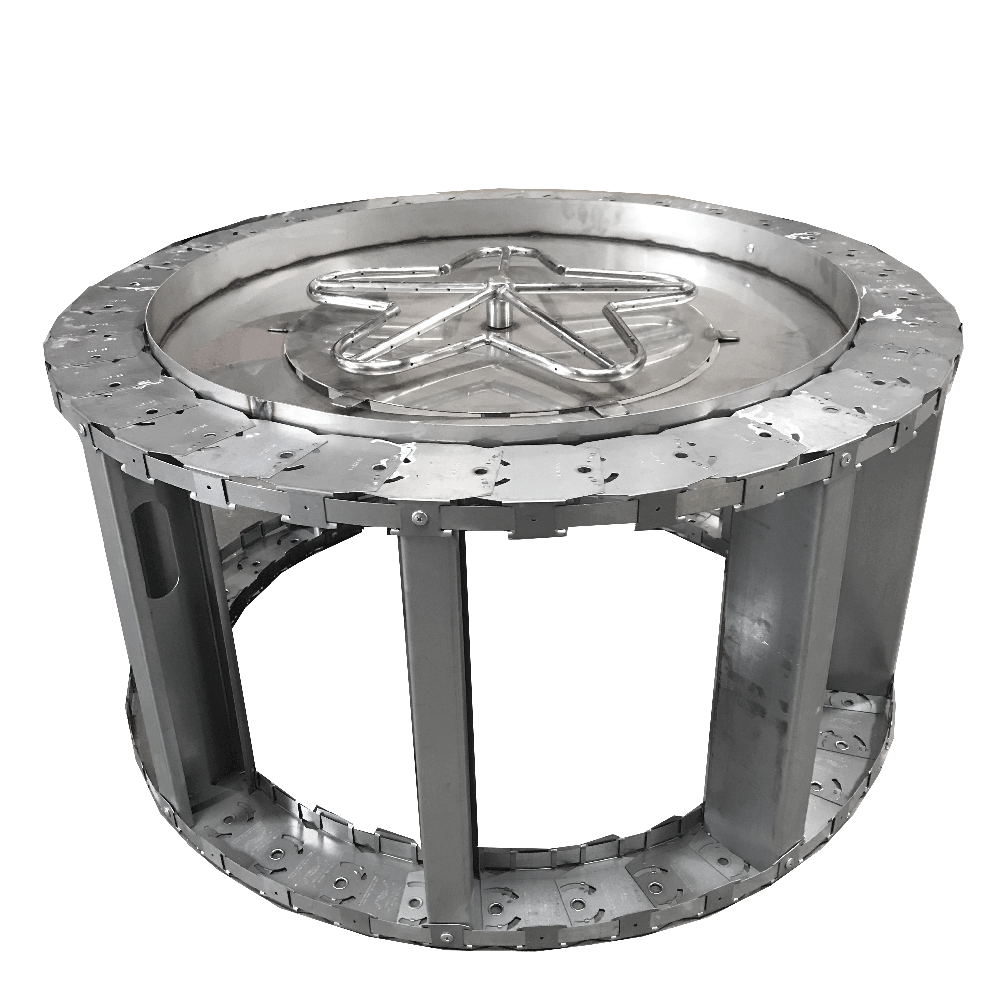 36" Round Fire Pit Frame w/ 4" wide deck (Manual Gas Burner) | Flame ...