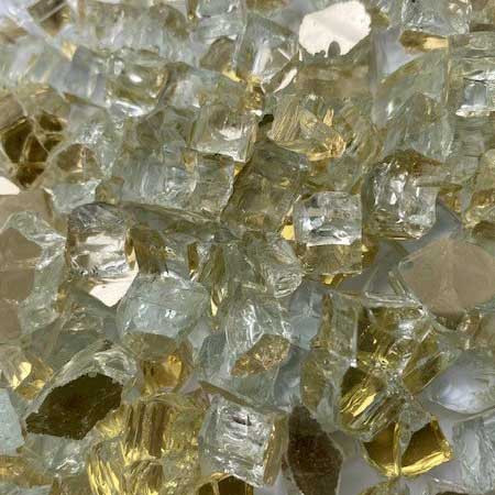 Large Gold Reflective Fire Glass | Flame Creation