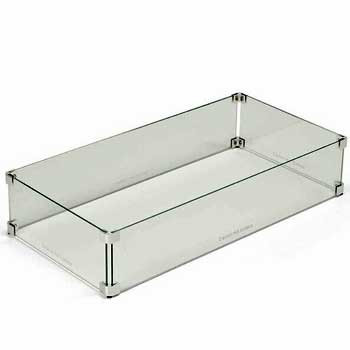 Rectangle Glass Wind Guard for Fire Pits | Flame Creation